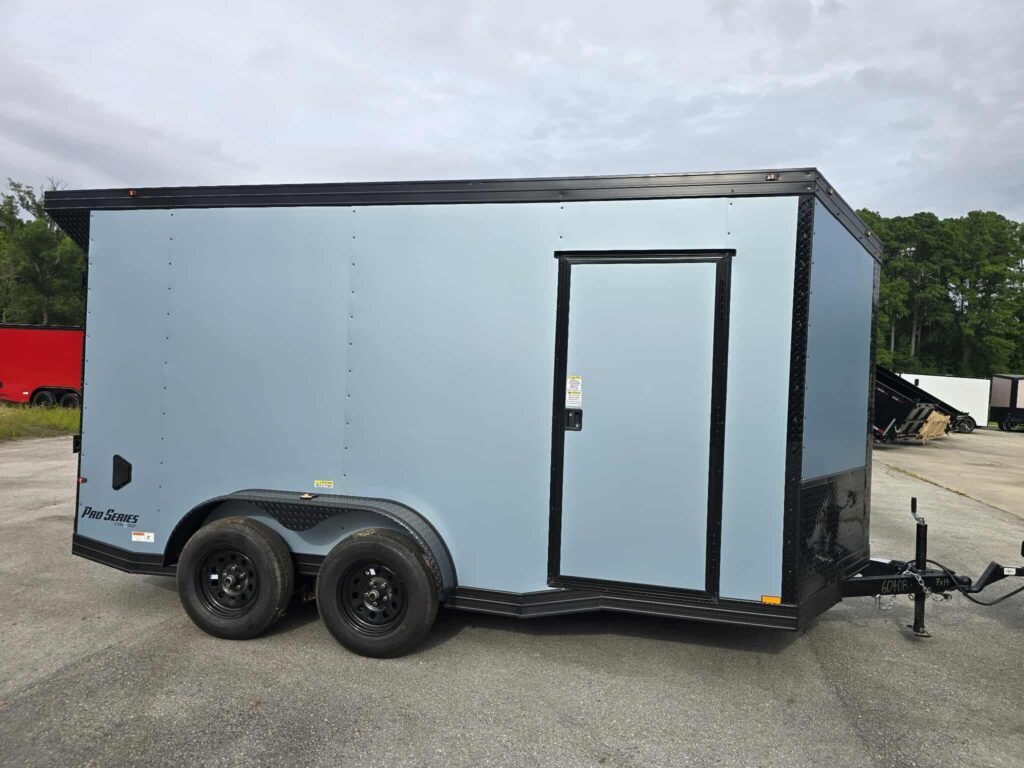 7×14 Enclosed Cargo Trailer for Sale – Blue Metallic | 7' Interior ...