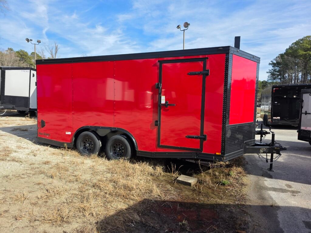 Enclosed 8.5x16 Red Enclosed Cargo Trailer - Caballus Trailers