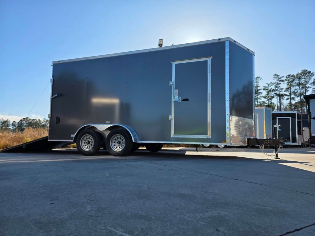 Enclosed 7×16 Gray Cargo Trailer - Caballus Trailers