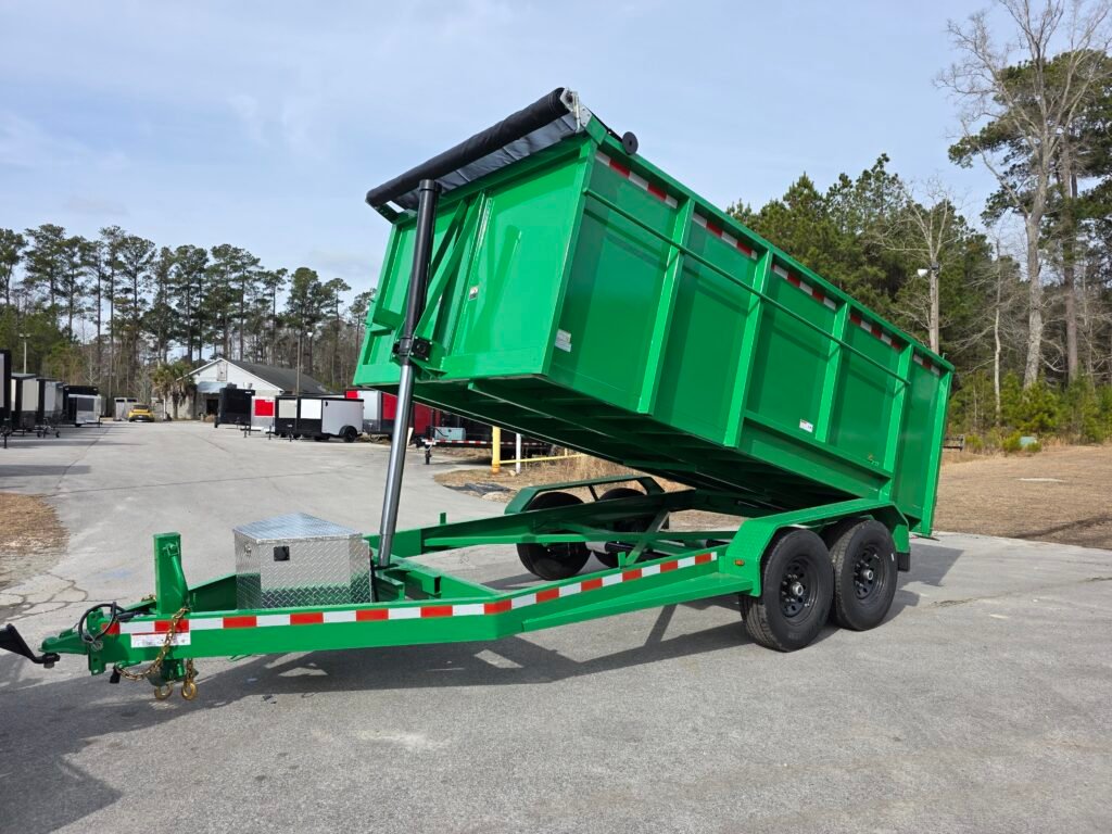 7×14 Dump Trailer for Sale – Lime Green | 4' Sides | 14 Ply Tires ...